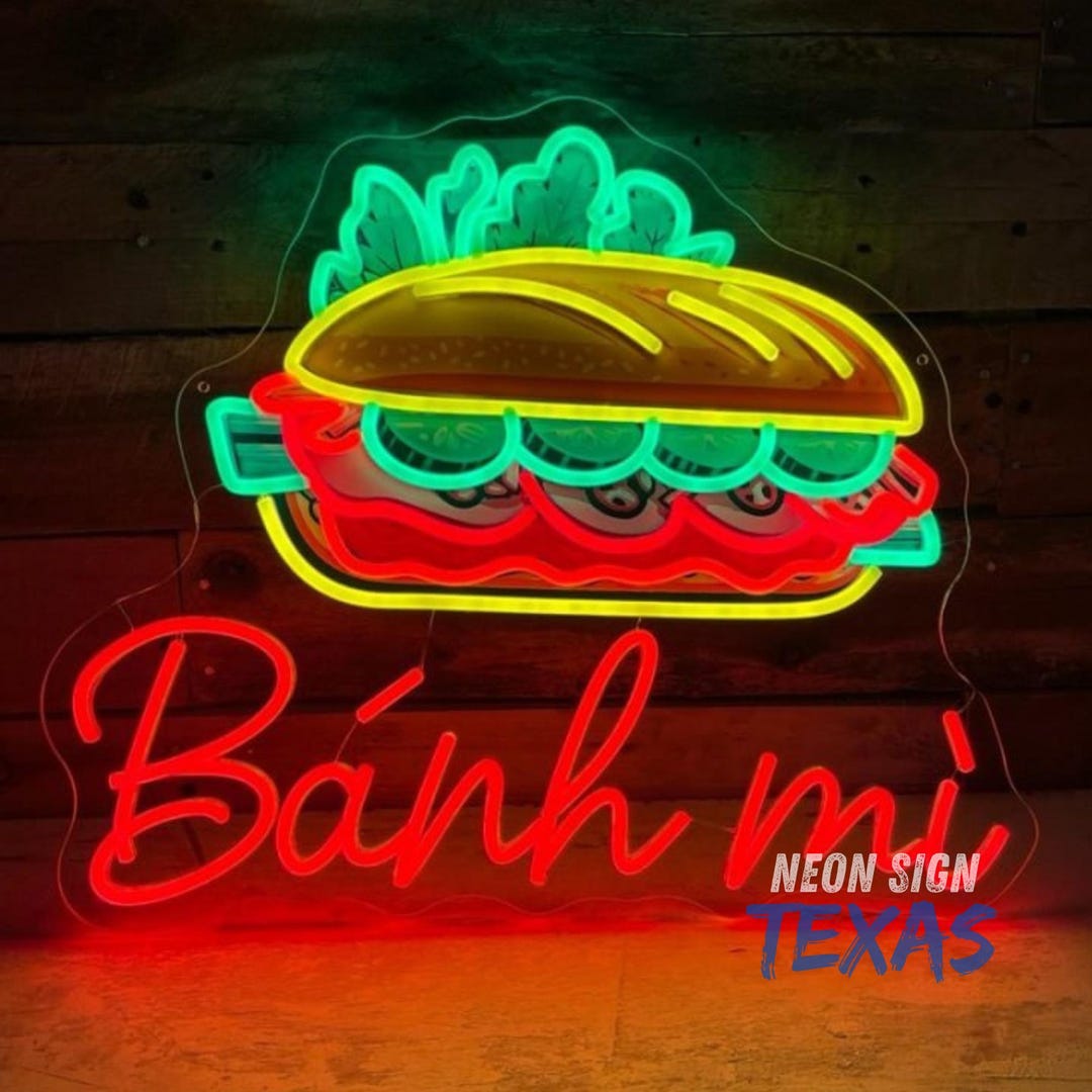 Vietnamese Banh Mi Neon Sign Banh Mi Neon Light Asian Restaurant Wall ...