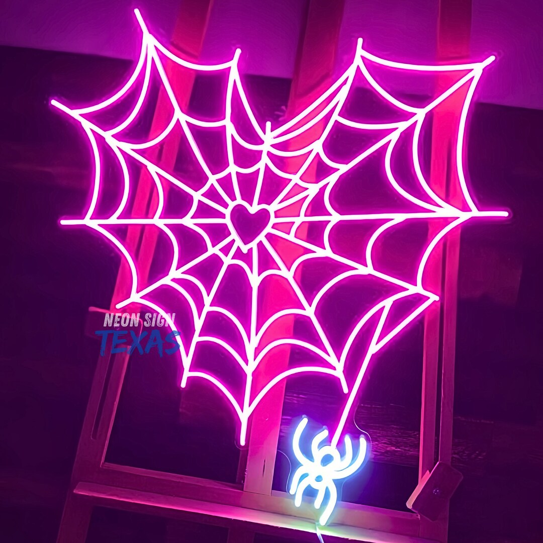 Spiderweb Heart Neon Sign Halloween LED Neon Spider Neon Light ...