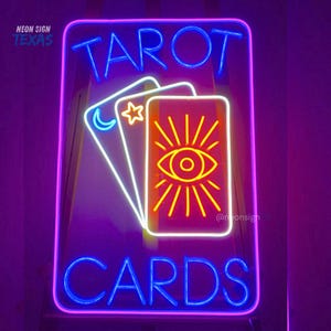 Tarot Card Neon Sign, Tarot Card Reader, Psychic Tarot Moon Stars Neon ...