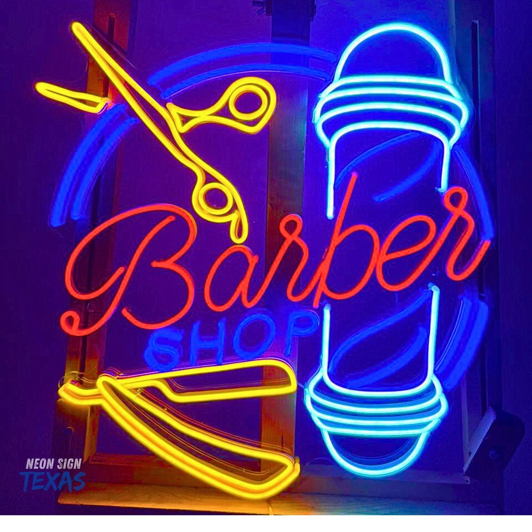 Barber Shop Neon Sign Custom Barber Shop Name Sign Barber Neon Light ...
