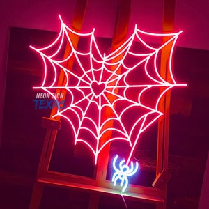 Spiderweb Heart Neon Sign Halloween LED Neon Spider Neon Light ...