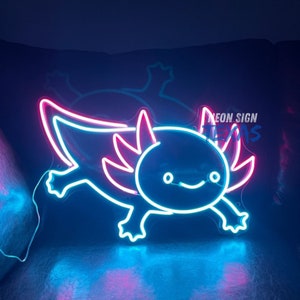 Cute Axolotl Neon Sign Axolotl Neon Light Hologram LED Light Axolotl ...