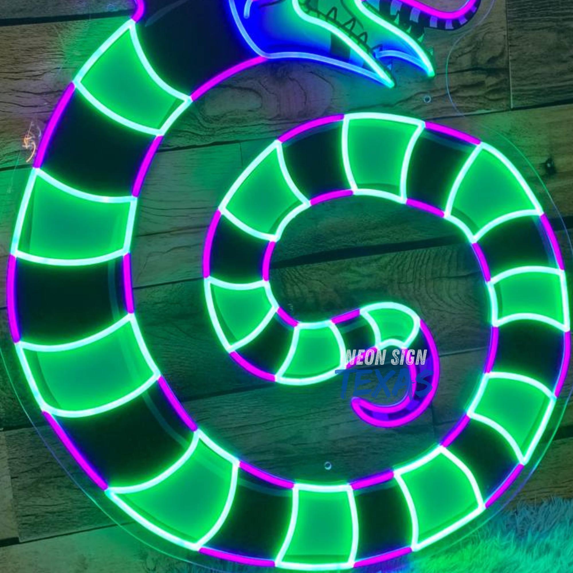 Spooky Striped Sandworm Neon Sign - Halloween Carnival Wall Decor ...