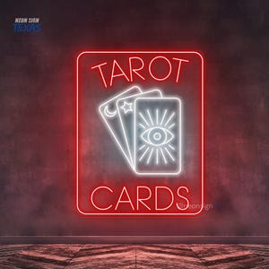 Tarot Card Neon Sign, Tarot Card Reader, Psychic Tarot Moon Stars Neon ...