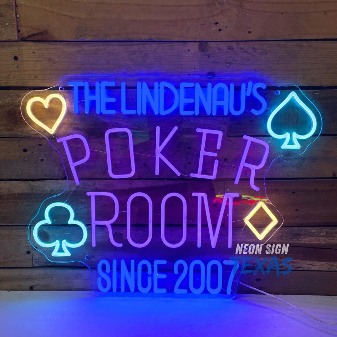 Custom Name Poker Room LED Neon Sign, Cards Neon Sign, Pocker Room Led ...