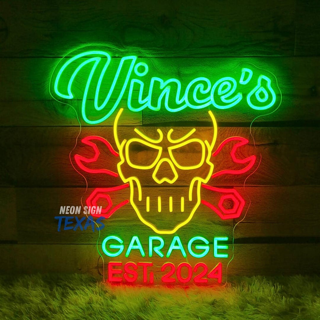Custom Garage Name Neon Sign Personalized Garage Neon Light Garage Wall ...