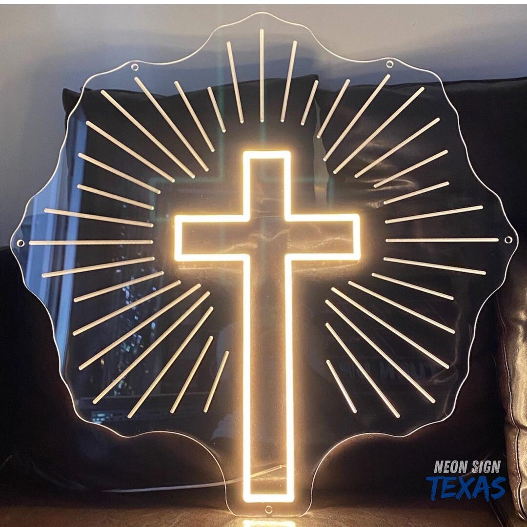 Cross Neon Sign Christian Cross Neon Light Cross Wall Art Religious ...