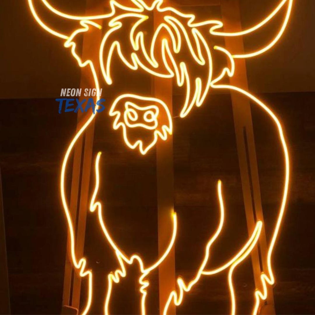 Highland Cow Neon Sign, Cow Neon Sign, Farm Animal LED Light, Highland ...