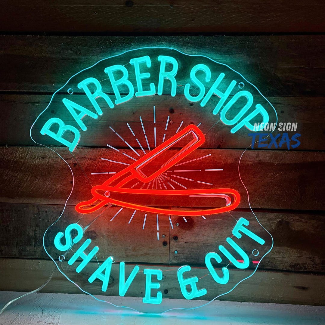 Barber Shop Neon Sign Custom Barber Shop Name Sign Barber Neon Light ...