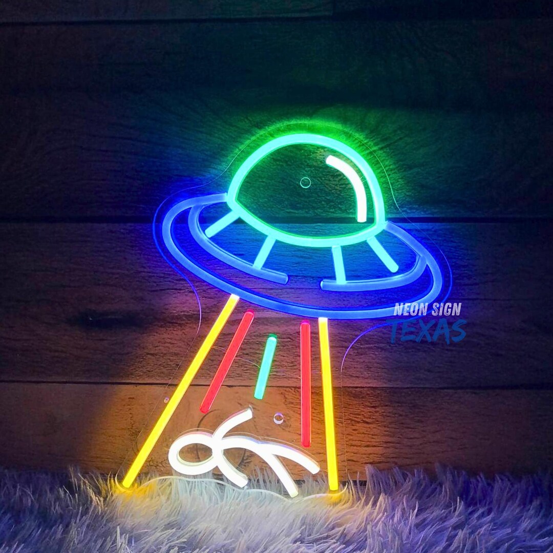 UFO Neon Sign Astronaut Neon Sign Space LED Neon Sign UFO Decor Sign ...