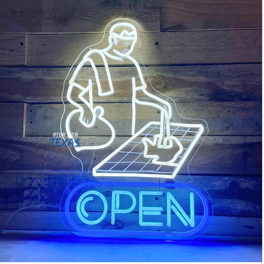 BBQ Open Neon Sign Barbecue Light Sign Neon Bar Sign BBQ Wall Art Grill ...