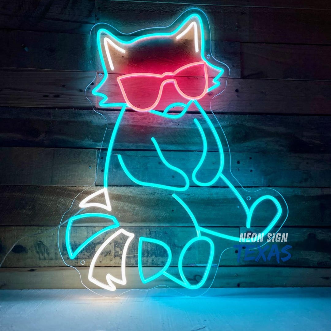Raccoon Neon Sign, Raccoon Led Neon, Animal Raccoon Led Light, Custom ...