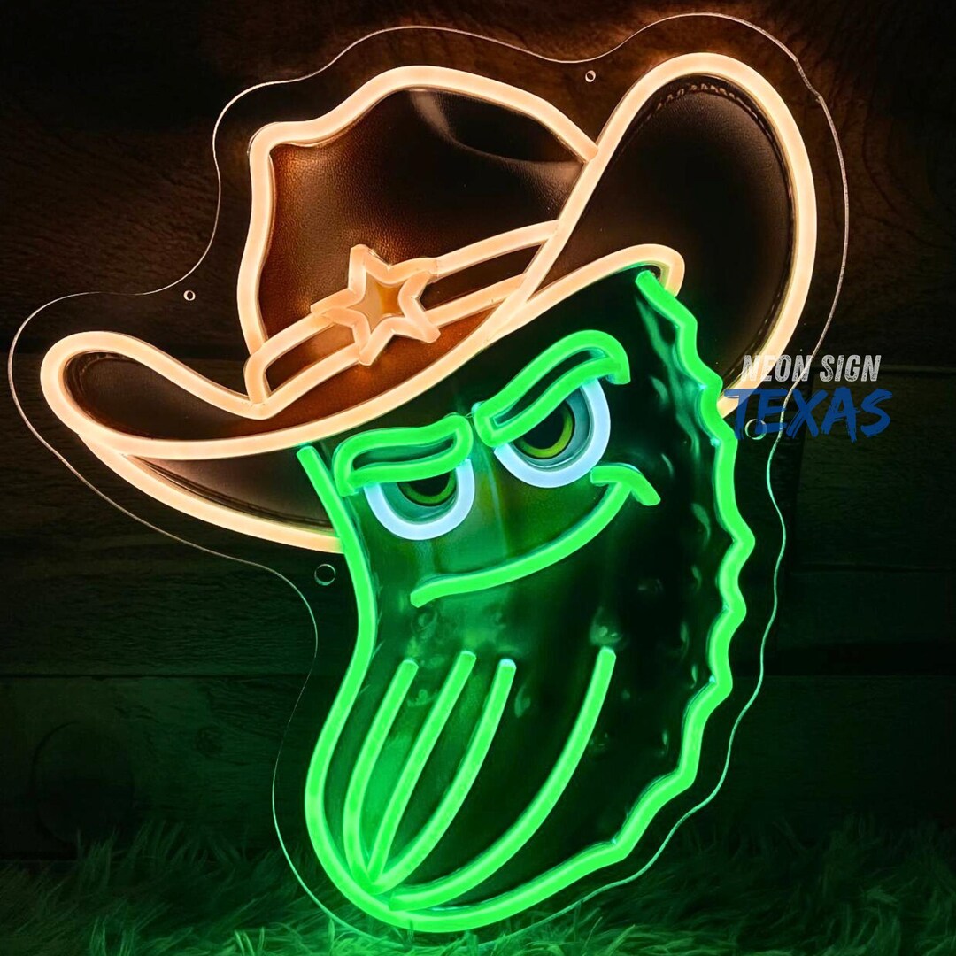 Cowboy Cucumber Led Sign, Pickle Led Sign, Pickle Led Neon Light ...