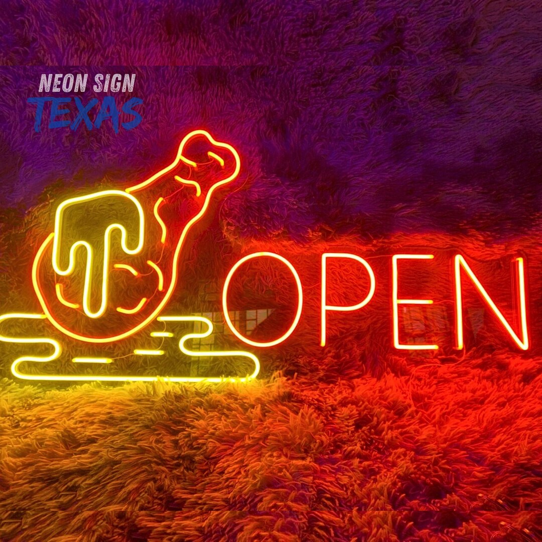 Open Chicken Neon Sign Chicken Restaurant Wall Decor Art Open Business ...