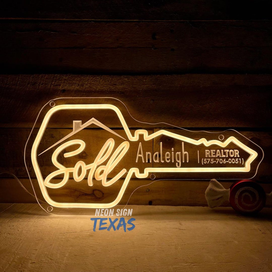 Custom Realtor Neon Sign – SOLD Key Sign, Real Estate Marketing Display ...
