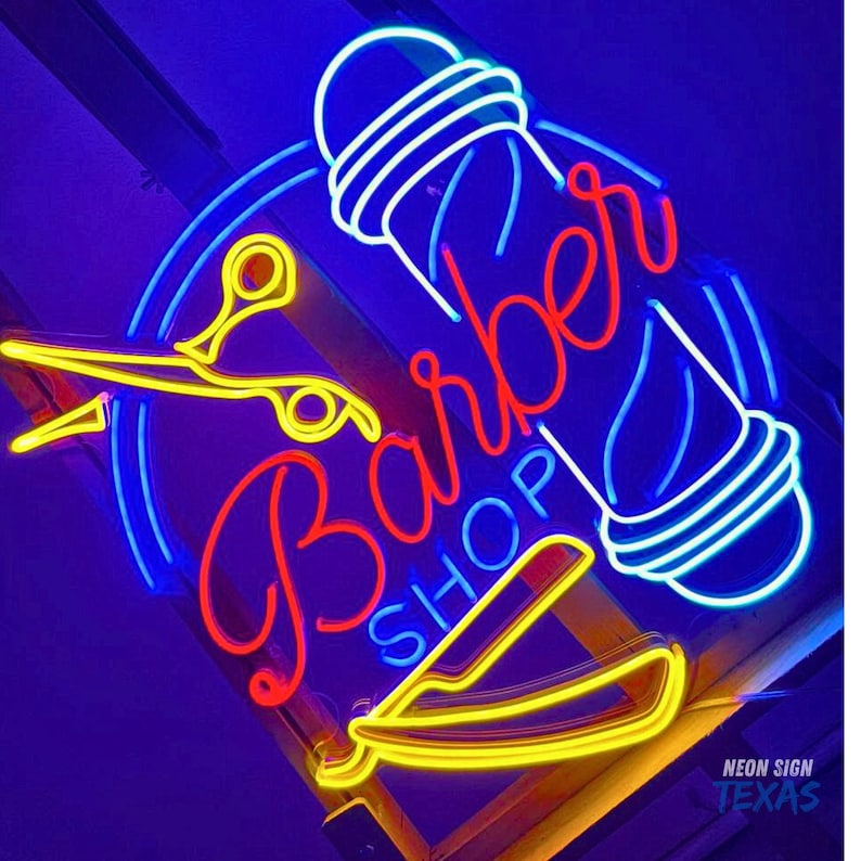 Barber Shop Neon Sign Custom Barber Shop Name Sign Barber Neon Light ...