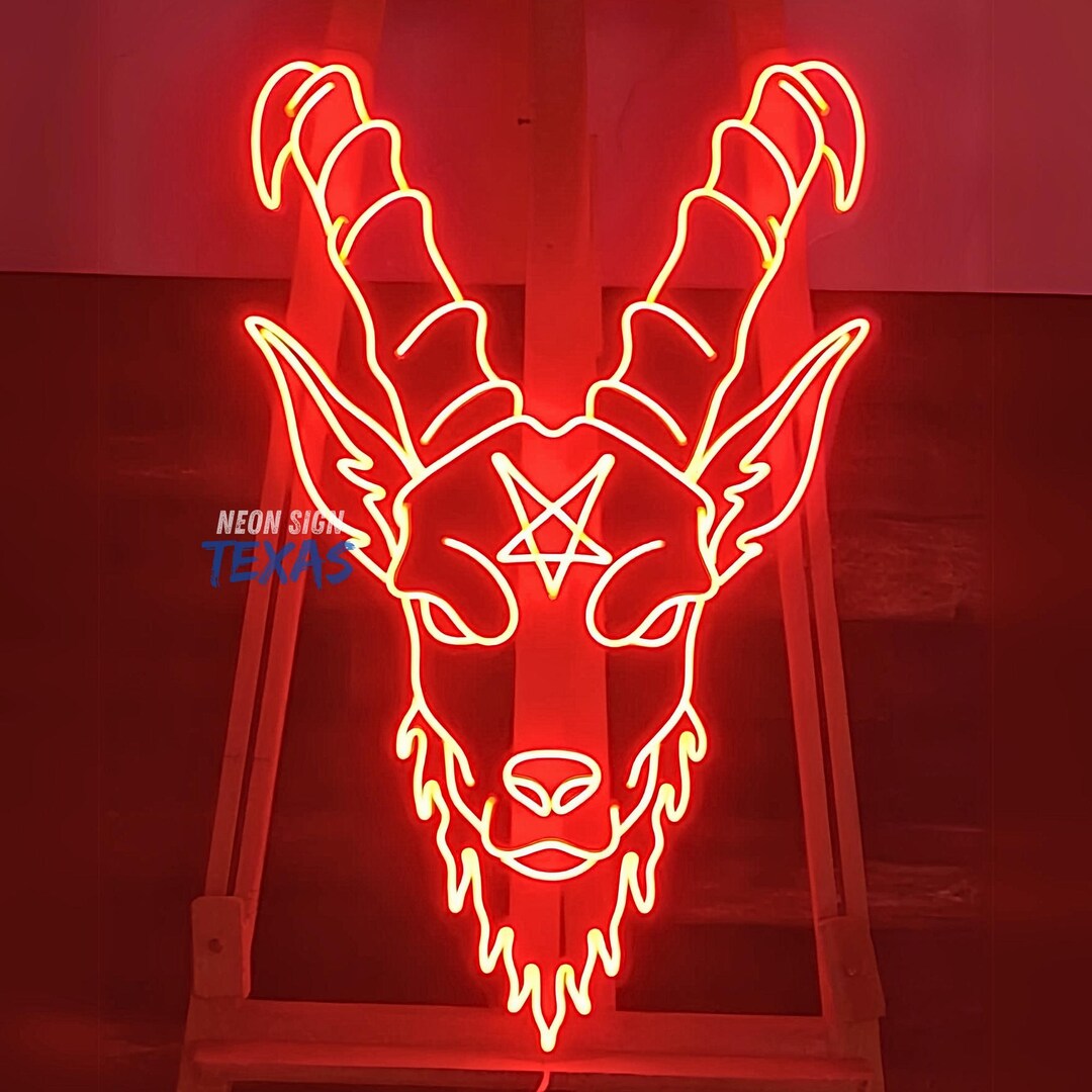 Baphomet Neon Sign Baphomet LED Neon Gothic Dark Bedroom Dorm College ...
