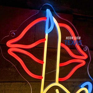 Shut up Lip Neon Sign Secret Lip LED Sign Hush Sign Secret Finger on ...