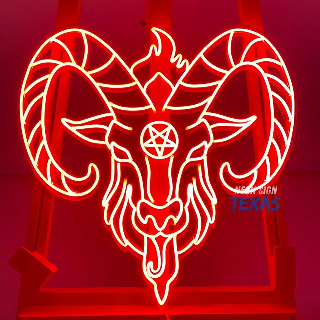 Baphomet Neon Sign Gothic Dark Led Decor Black Goat Led Light Pentagram ...