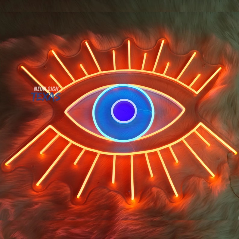 Evil Eye Neon Sign Anime Neon Sign Neon Sign Bedroom Good Luck Sign ...