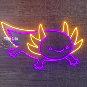 Cute Axolotl Neon Sign Axolotl Neon Light Hologram LED Light Axolotl ...