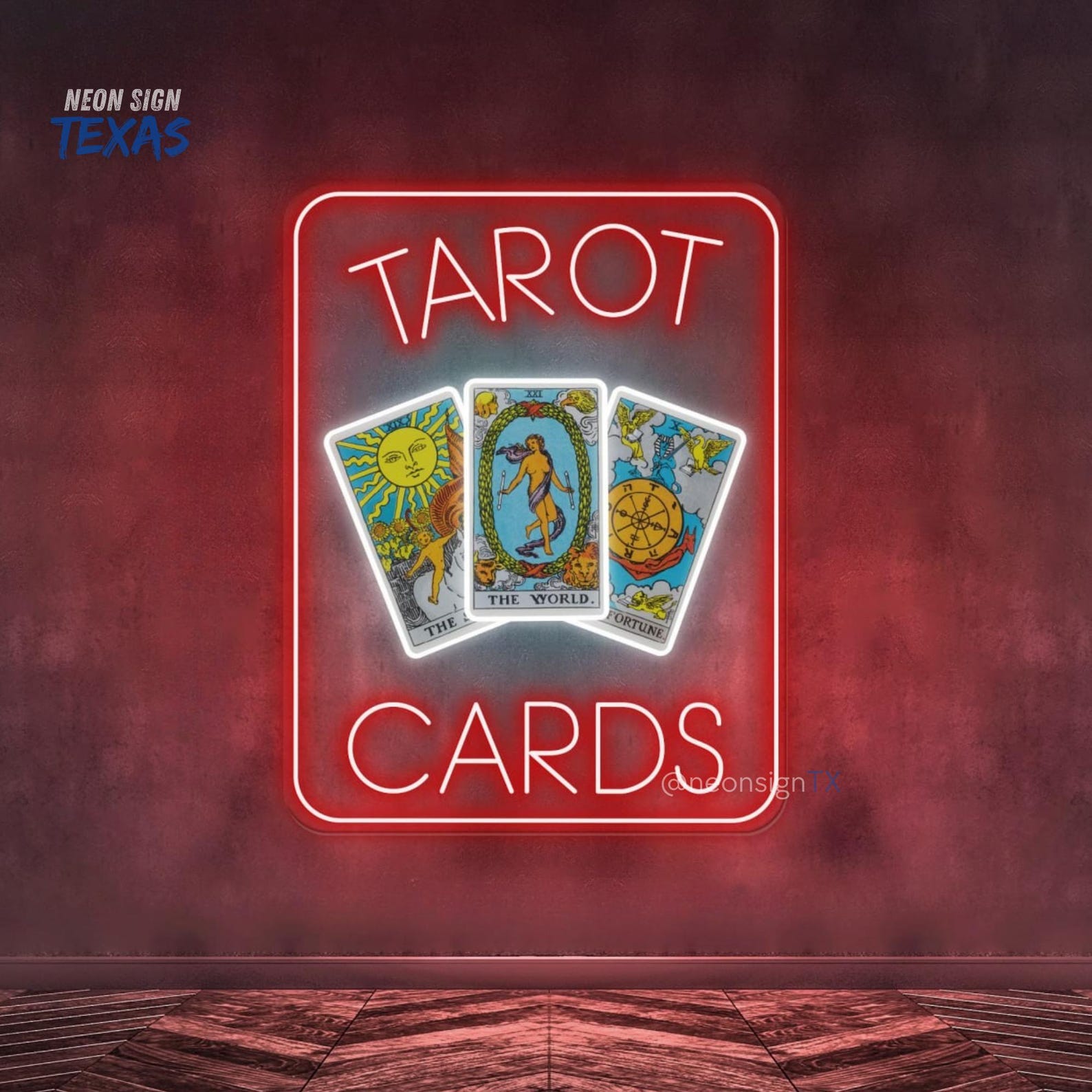 Tarot Card Neon Sign, Tarot Card Reader, Psychic Tarot Moon Stars Neon ...