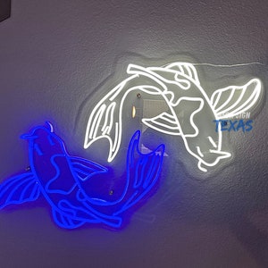 Double Koi Fish Neon Sign Koi Fish LED Light Japanese LED Neon Custom ...