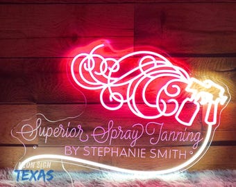 The Spray Tan Studio Led Sign, Spray Tan Neon Light, Spray Tanning Neon ...