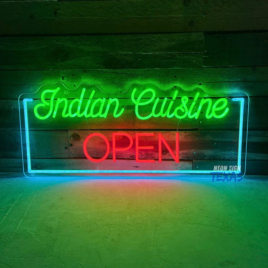 Indian Cuisine Open Neon Sign, Indian Food Led Sign, Open Neon Sign ...