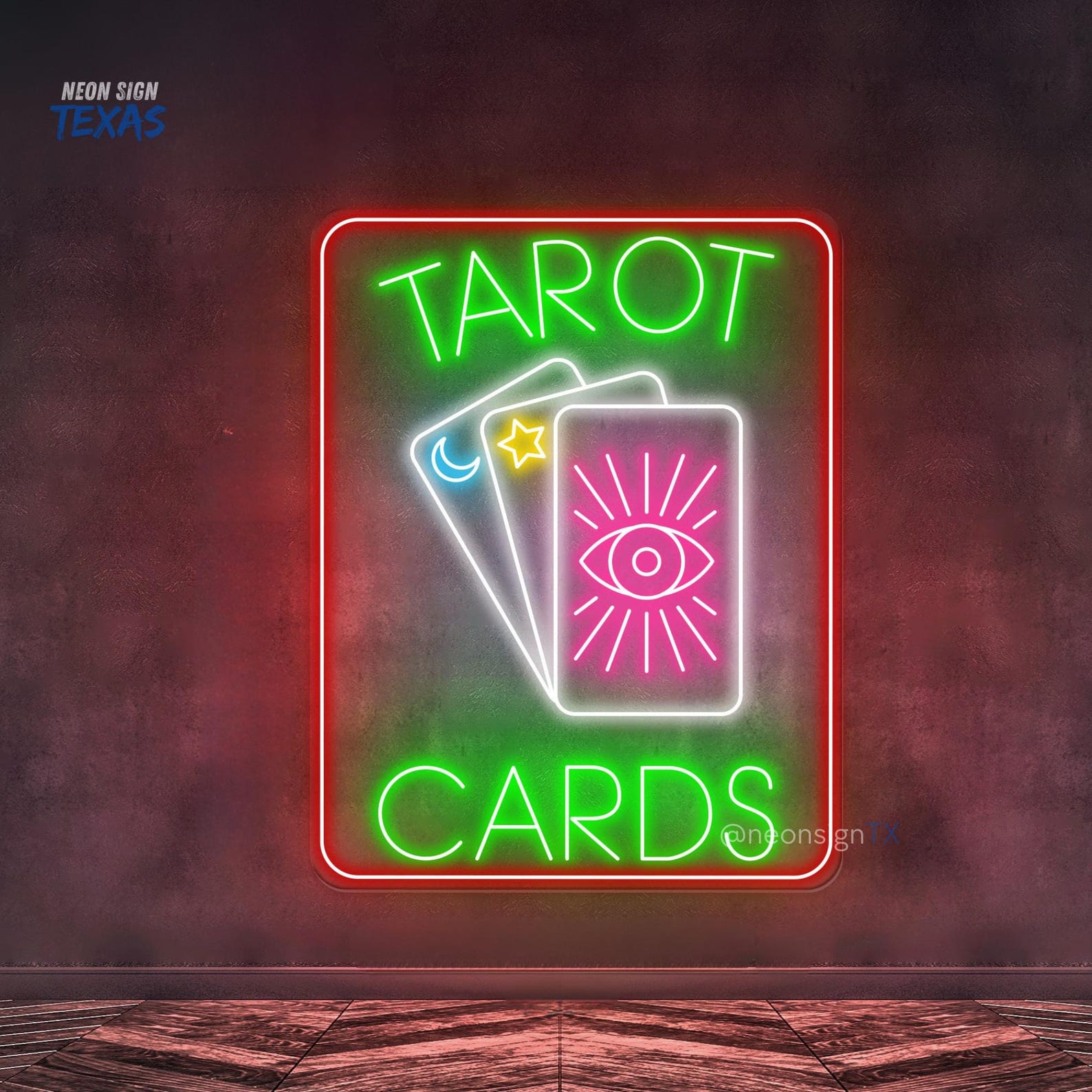 Tarot Card Neon Sign, Tarot Card Reader, Psychic Tarot Moon Stars Neon ...