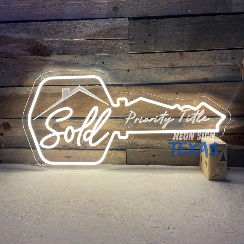 Custom Realtor Neon Sign – SOLD Key Sign, Real Estate Marketing Display ...