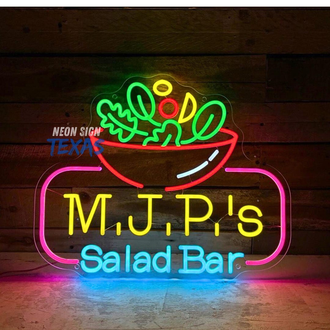 Salad Bar Neon Sign Healthy Salad Neon LED Sign Restaurant Wall Decor ...
