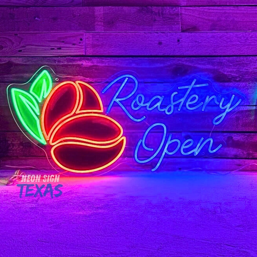 Roastery Open Neon Sign, Coffee Beans Neon Sign, Coffee Shop Decor Sign ...