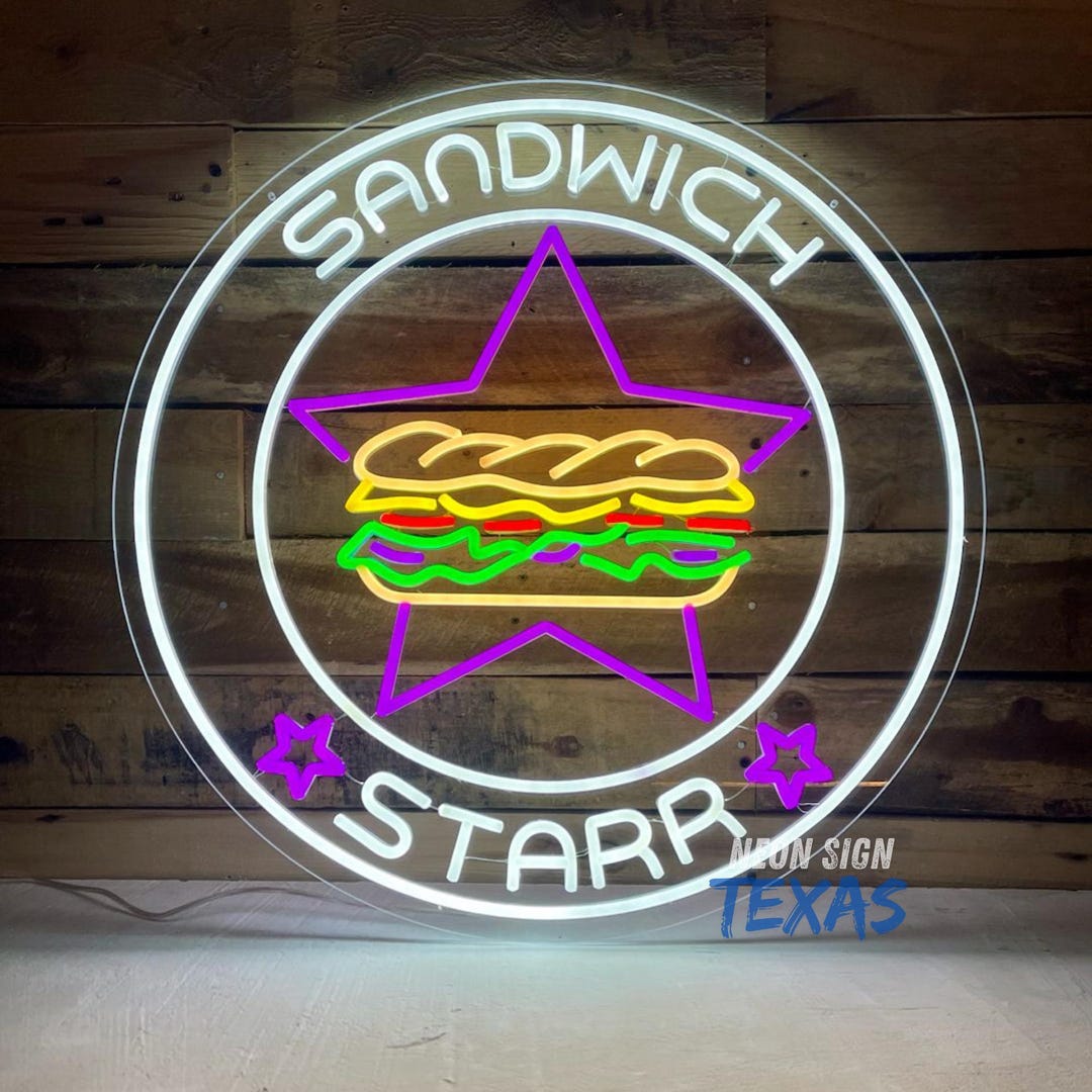Custom Name Sandwich Neon Sign Sandwich LED Neon Sign Custom Neon Sign ...