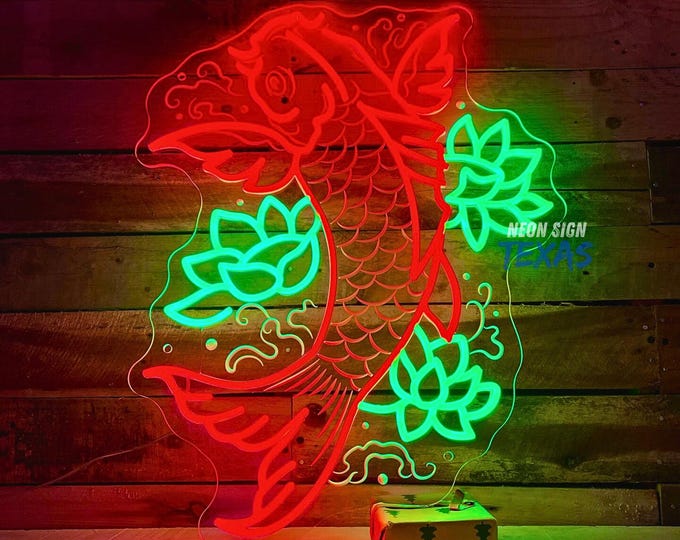 Koi Fish Neon Sign, Japanese Neon Signs, Koi Fish Art Neon Restaurant ...