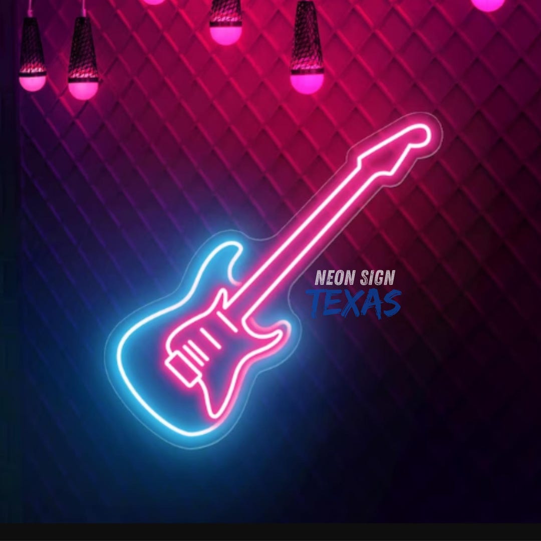 Guitar Neon Sign, Guitar Decor Wall Music Room Decor Bar Neon Sign ...