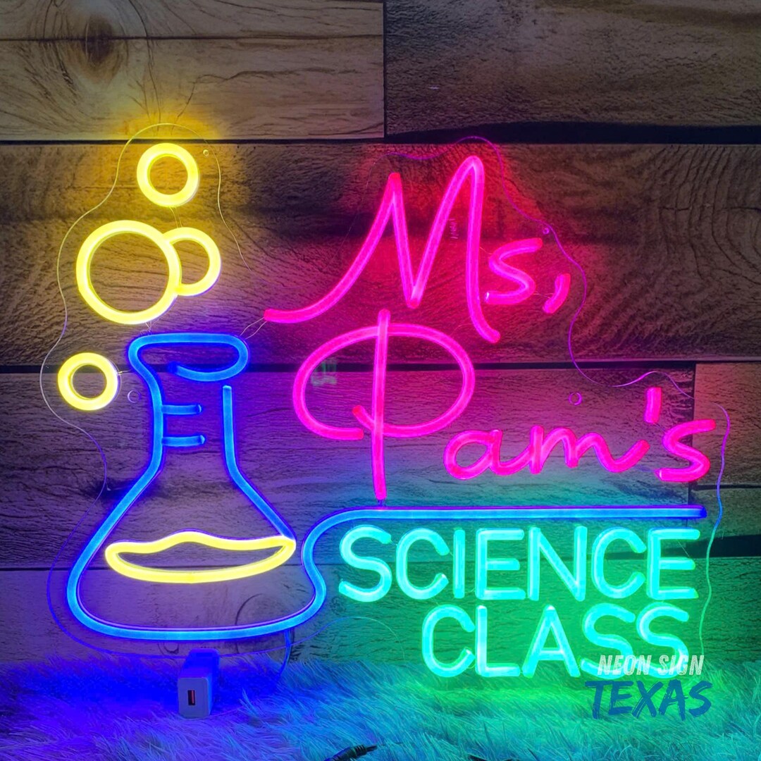 Custom Science Teacher Name Neon Sign, Science Wall Decor, Science ...