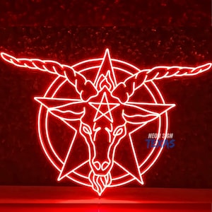 Baphomet Neon Sign Gothic Dark Bedroom Dorm College Gift Led Black Goat ...