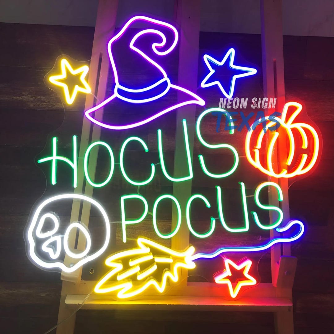 Hocus Pocus Neon Sign, Hocus Pocus Decor LED Neon Sign, Halloween Neon ...