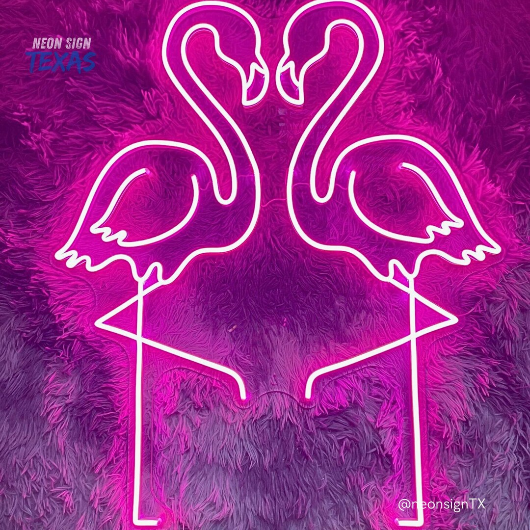 Couple of Kissing Flamingos Neon Sign, Flamingo Neon Sign, Flamingo ...