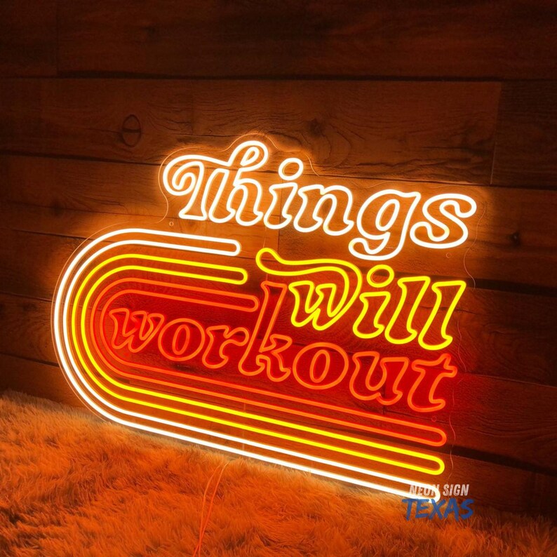 Things Will Workout Neon Sign, Inspirational Workout Sign, Gym Room ...