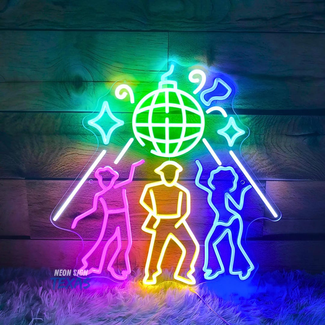 Dancing Disco Neon Sign Disco Ball LED Light Party Light Sign Custom ...