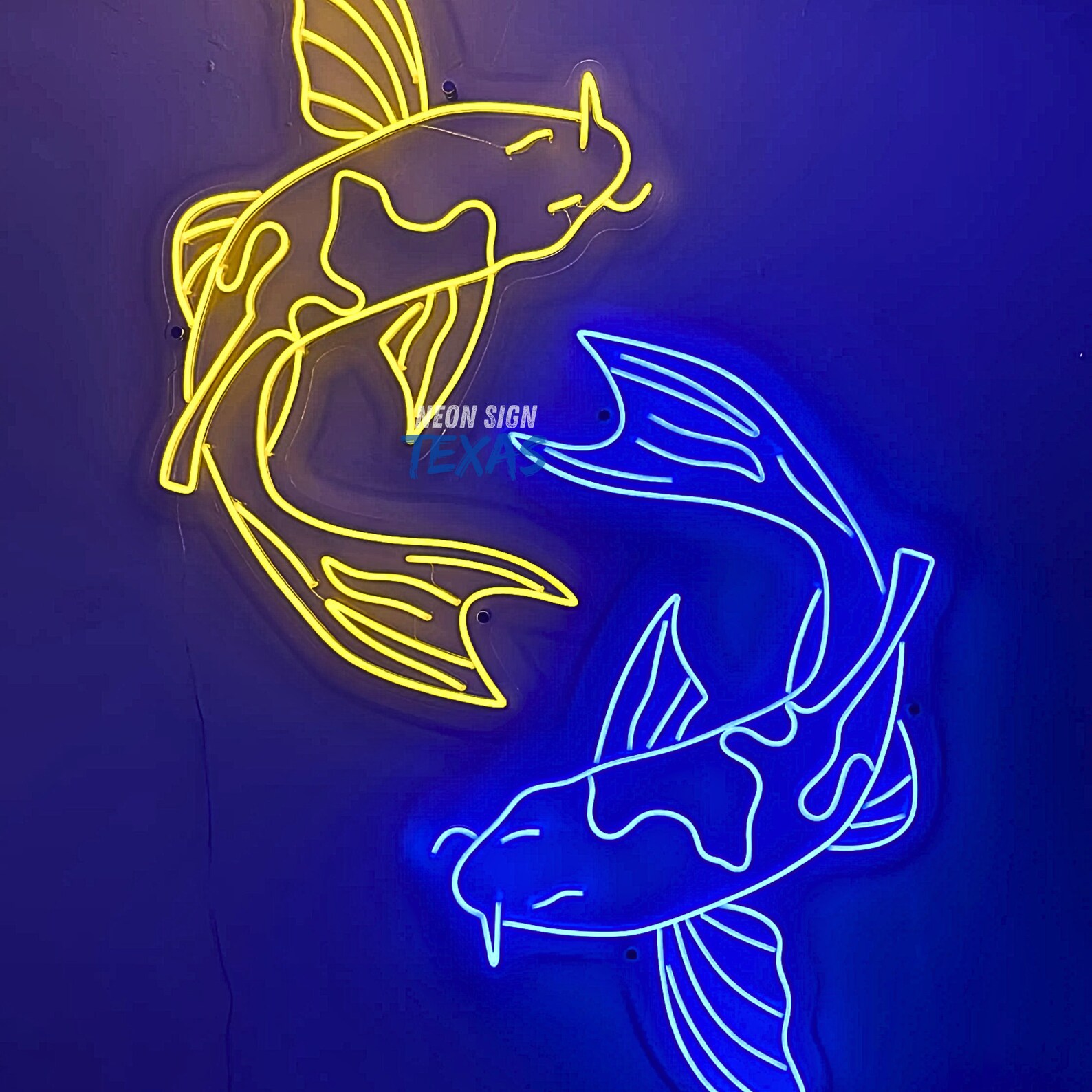 Double Koi Fish Neon Sign Koi Fish LED Light Japanese LED Neon Custom ...