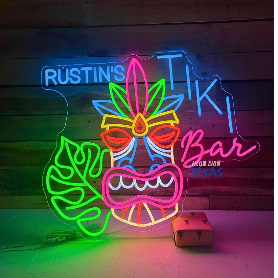 Custom Tiki Bar Neon Sign Personalized Tiki Sign Tiki Lounge Sign Beach ...