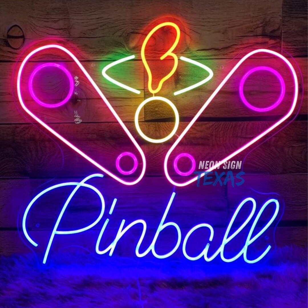 Pinball Neon Sign – Retro Game Room LED Light, Arcade Wall Decor, Man ...