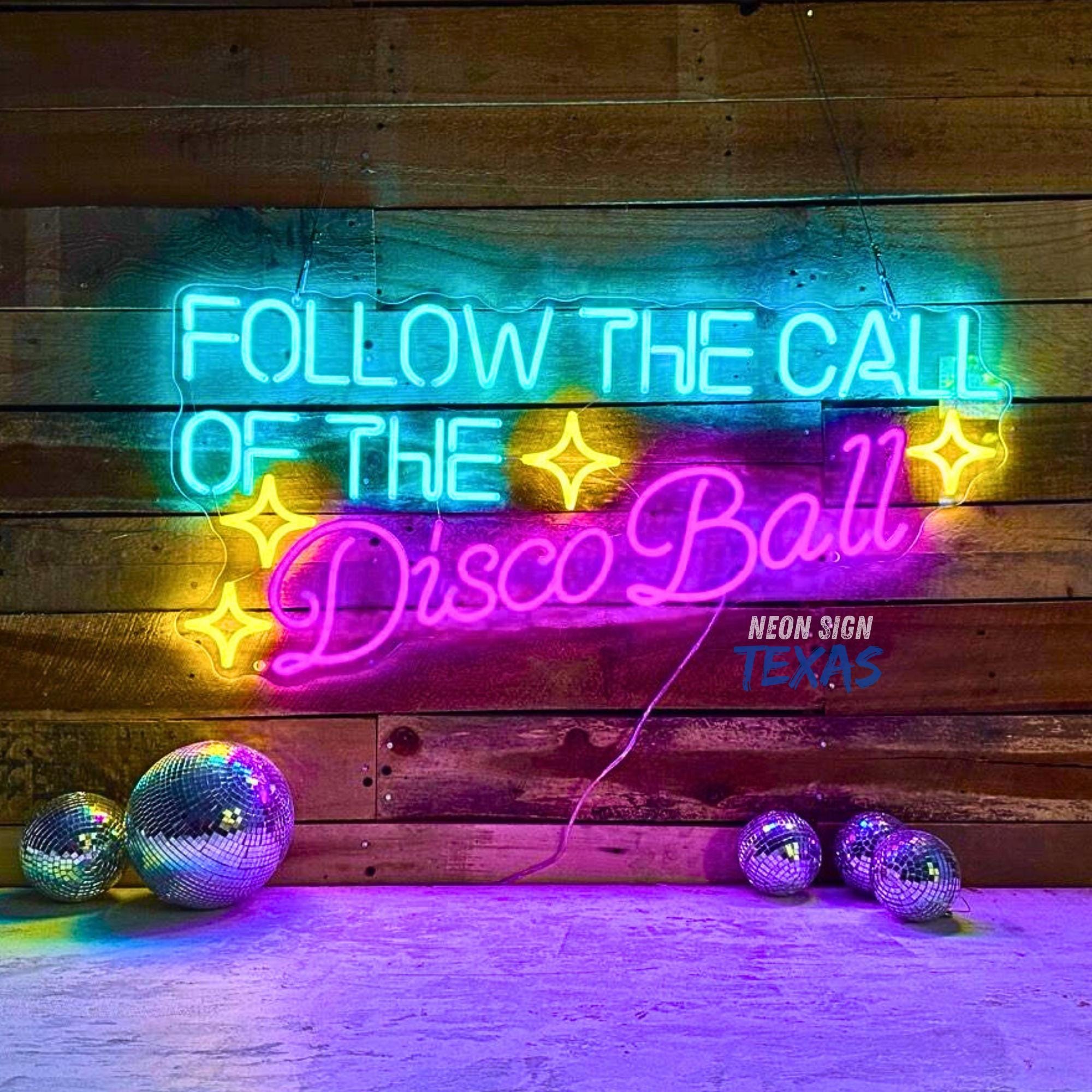Follow the Call of the Disco Ball Neon Sign Sign for Disco Party Decor ...