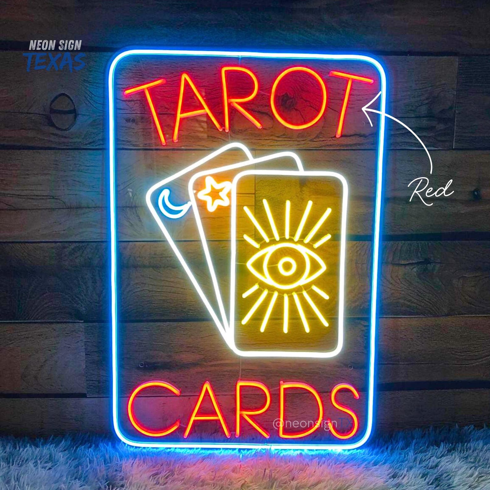 Tarot Card Neon Sign, Tarot Card Reader, Psychic Tarot Moon Stars Neon ...