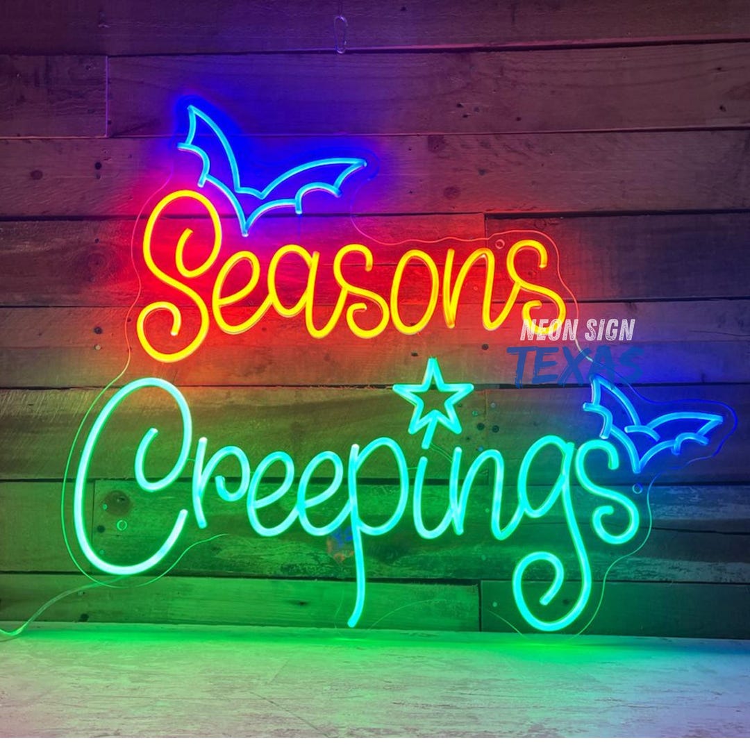 Season's Creepings Halloween LED Neon Sign Home Decor, Halloween Decor ...