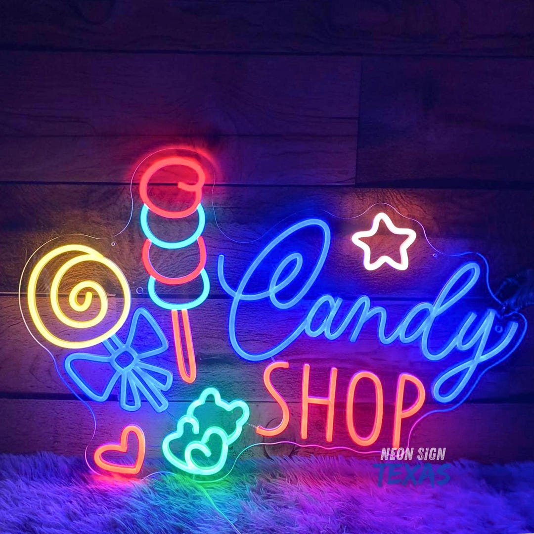 Candy Shop Neon Sign, Candy Shop Led Sign, Candy Shop Decor, Candy ...