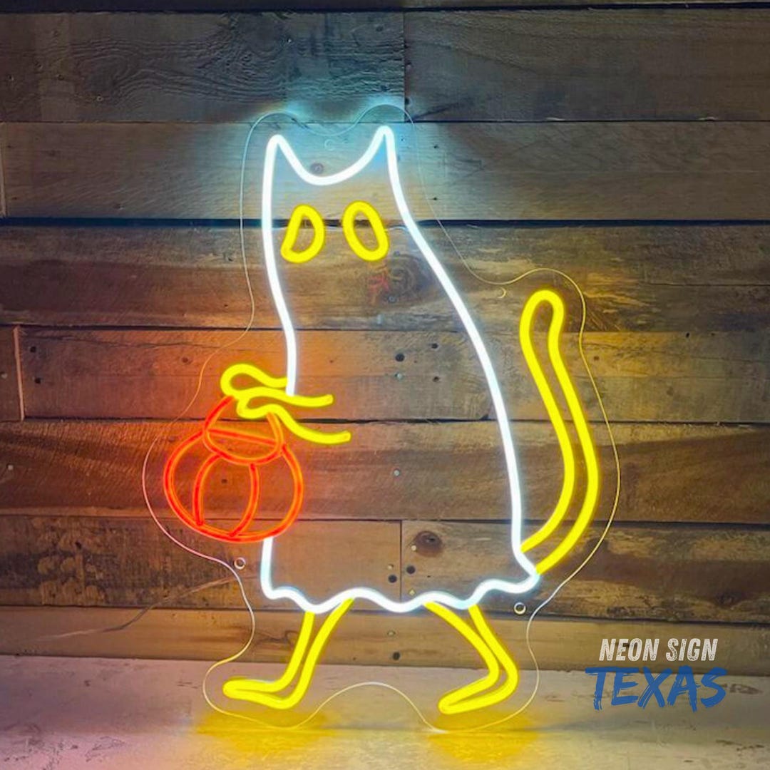 Ghost Cat Neon Sign Custom Neon Sign Cute Animal Ghost Neon Light ...
